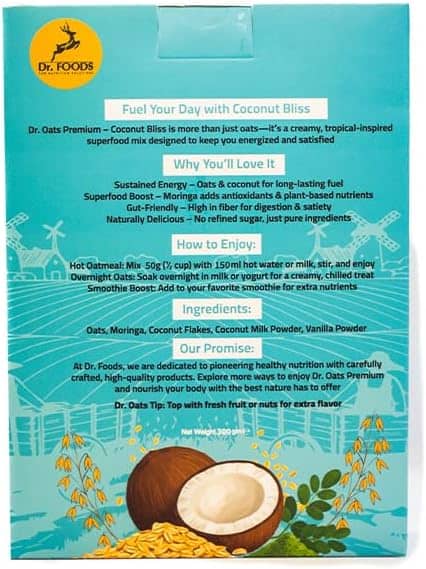 Coconut Bliss Oats – 300g | High-Fiber Oats with Coconut & Moringa for ...